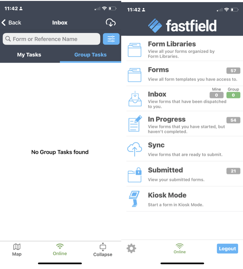 User Group Tasks Group Inbox Fastfield Mobile Forms Help Center