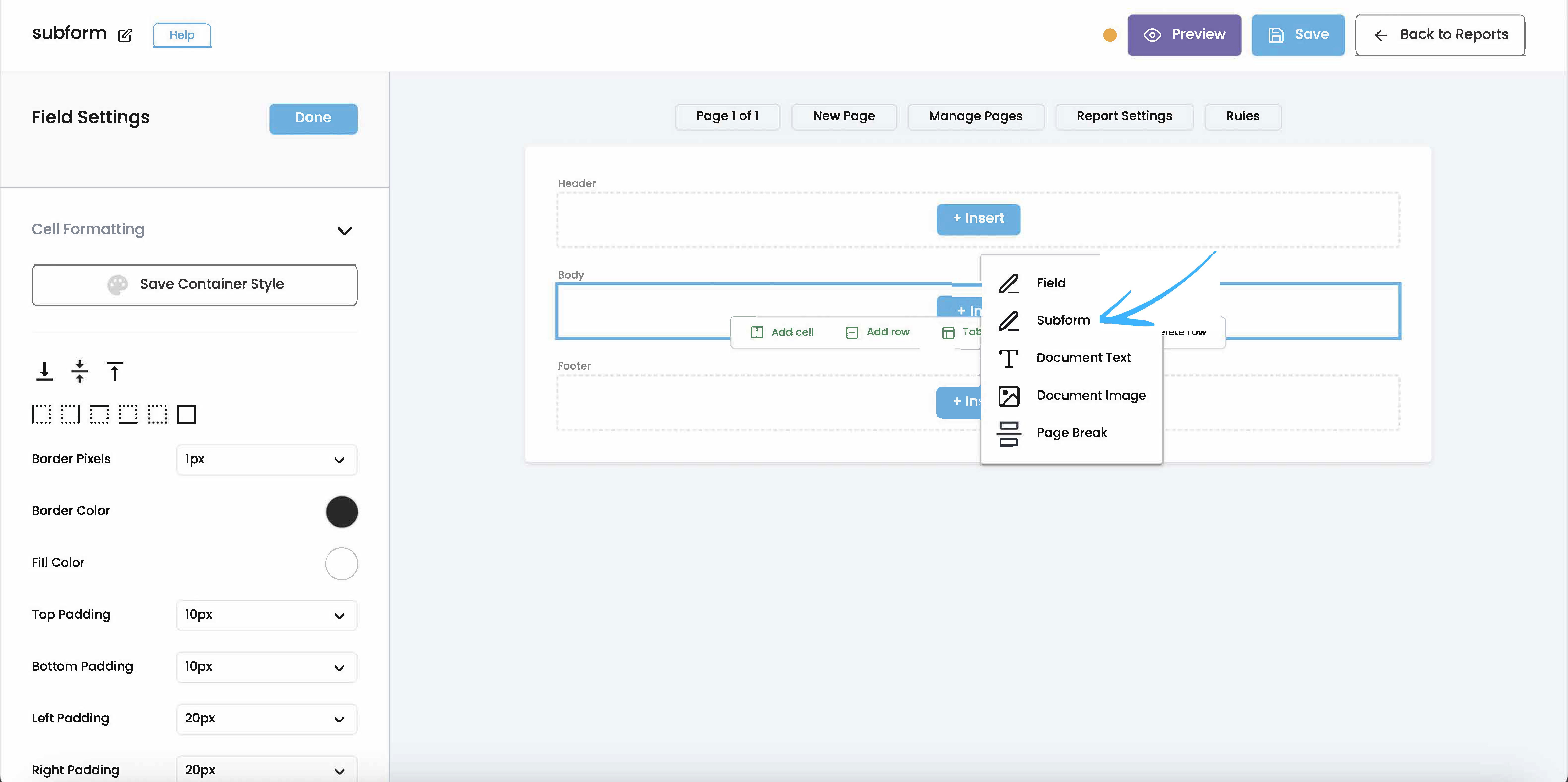 Report Builder Templates: Subforms – FastField Mobile Forms Help Center