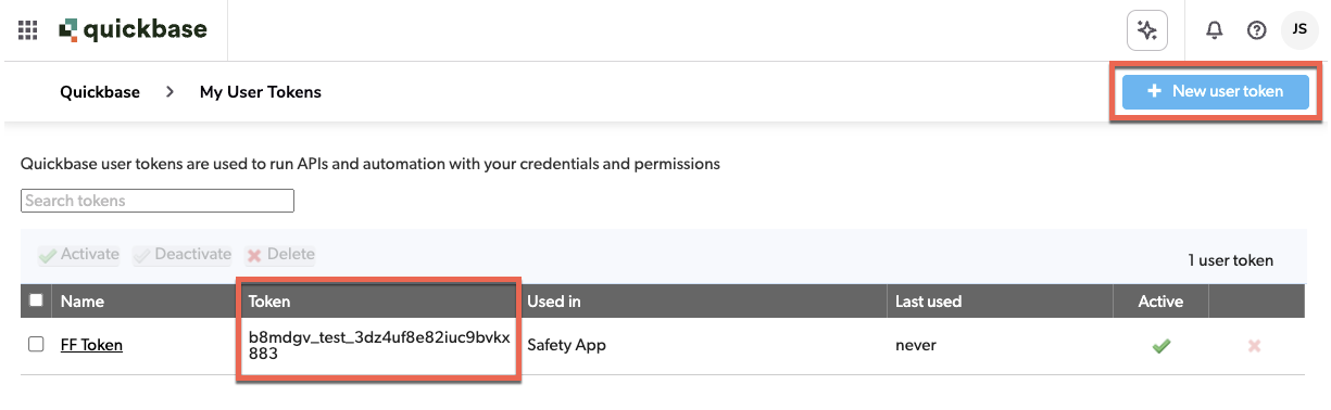Finding Your Quickbase User Token – FastField Mobile Forms Help Center
