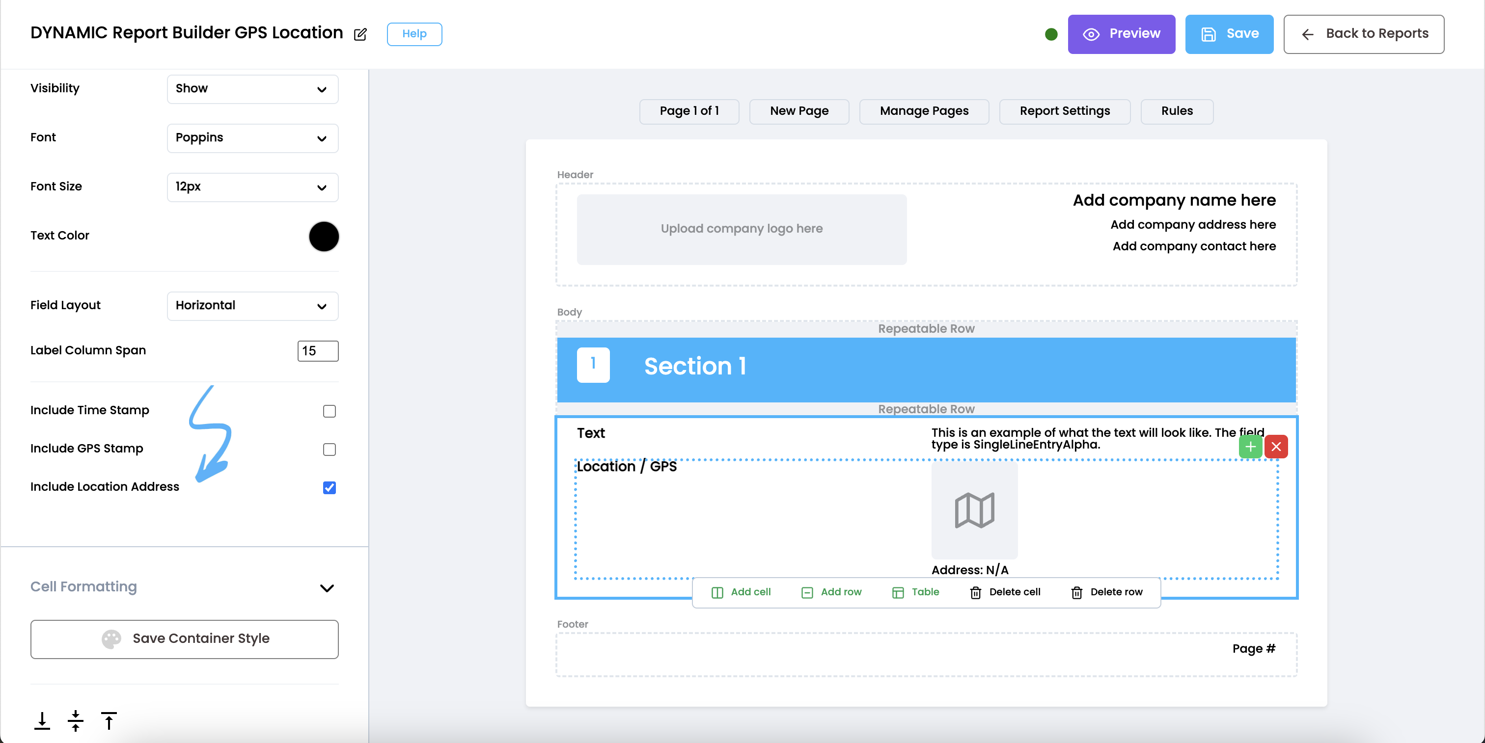 Dynamic Report Builder: Location Address – FastField Mobile Forms Help Center